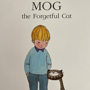 Mog the Cat Print Mounted Upcycled Book Page Nursery - Etsy UK