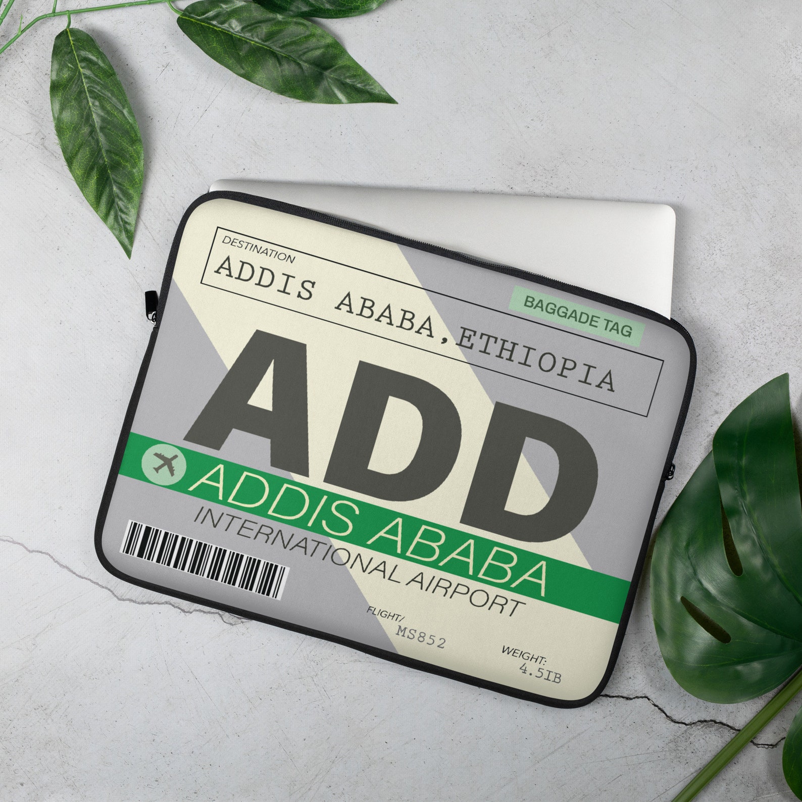 Addis Ababa Airport Ethiopia Baggage Tag Laptop Sleeve for MacBook 15 ...