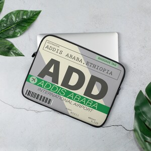 Addis Ababa Airport Ethiopia Baggage Tag Laptop Sleeve for MacBook 15 ...