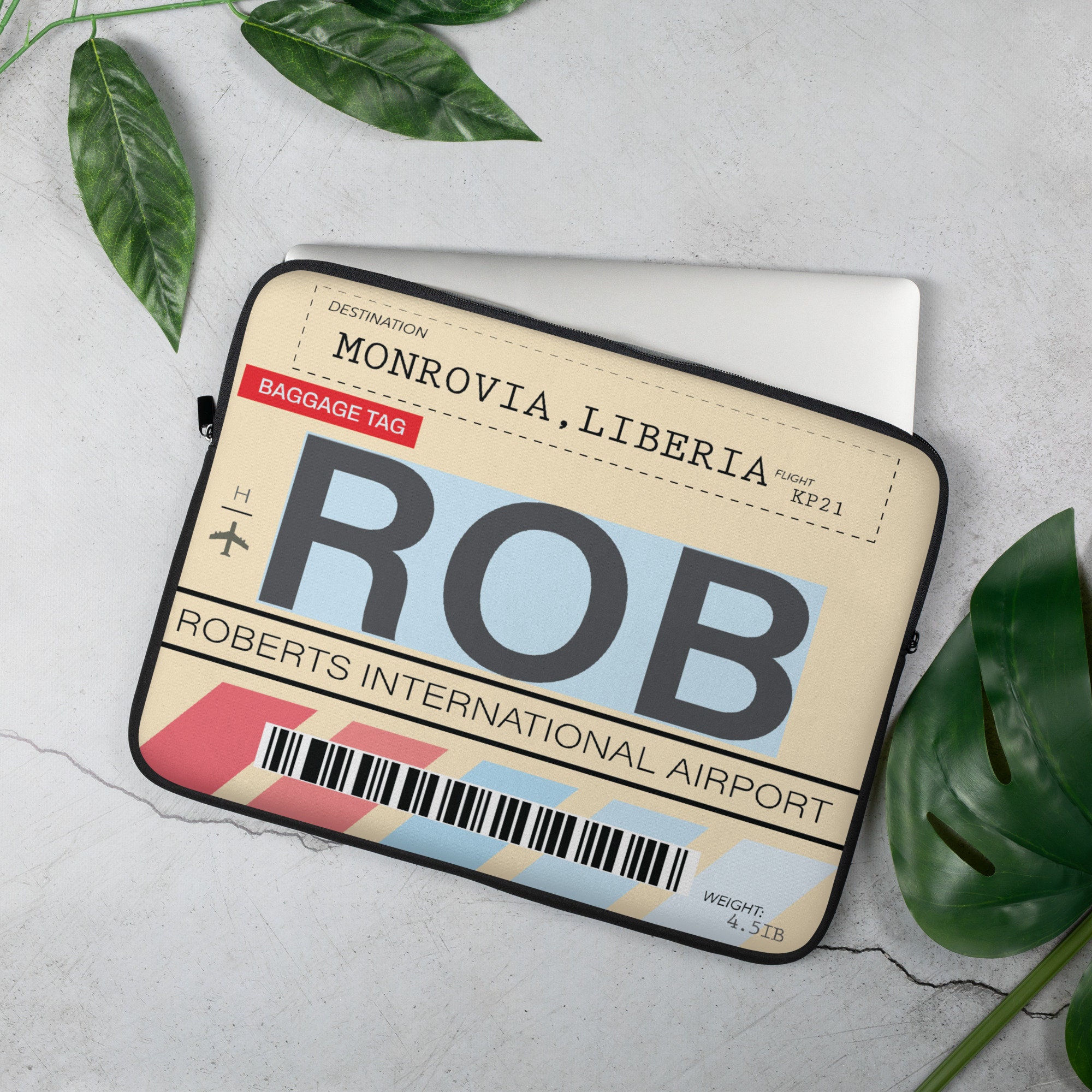 ROB Liberia Roberts Airport Tag Laptop Sleeve for MacBook 15, MacBook ...