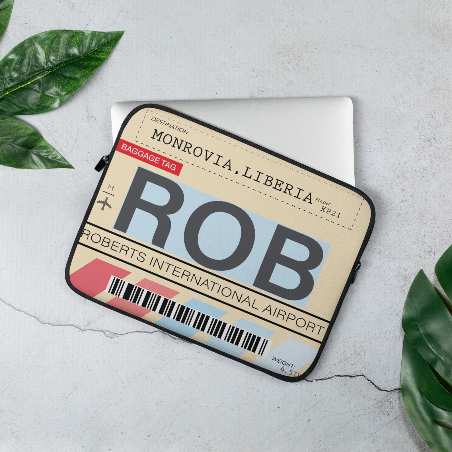 ROB Liberia Roberts Airport Tag Laptop Sleeve for MacBook 15, MacBook ...