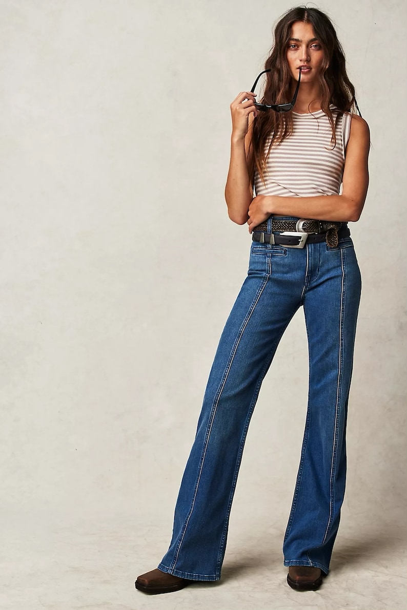 Free People Firecracker Flare Jeans “date Night” - Etsy