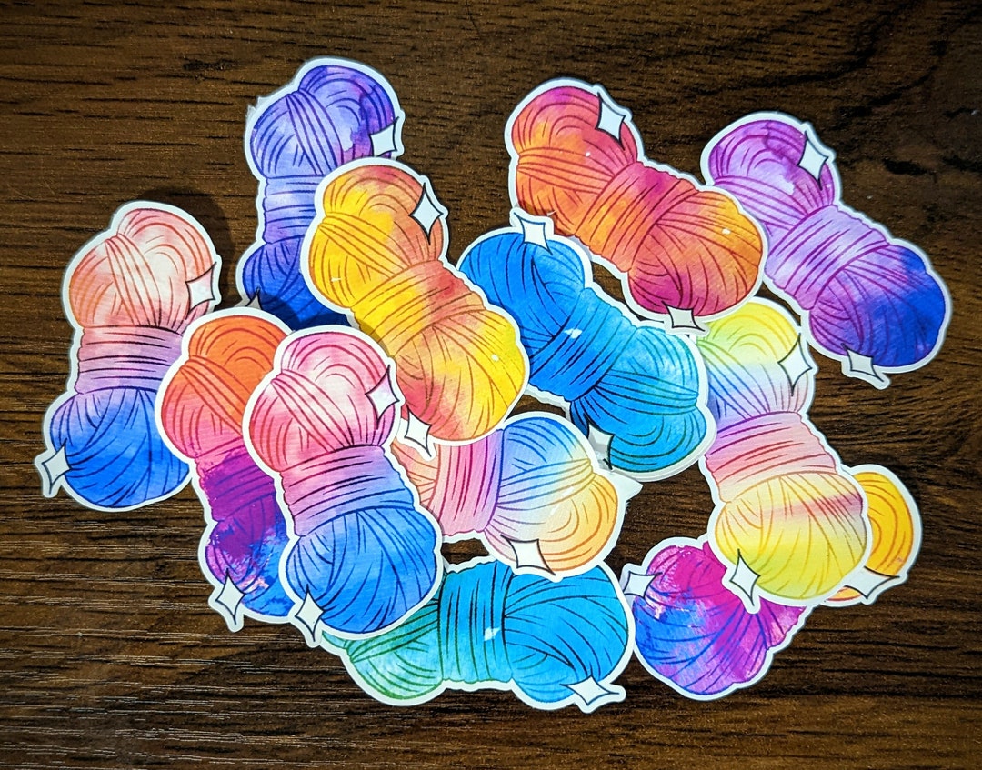 Yarn Skein Stickers, Vinyl Watercolor Sticker, Crochet Knitting ...