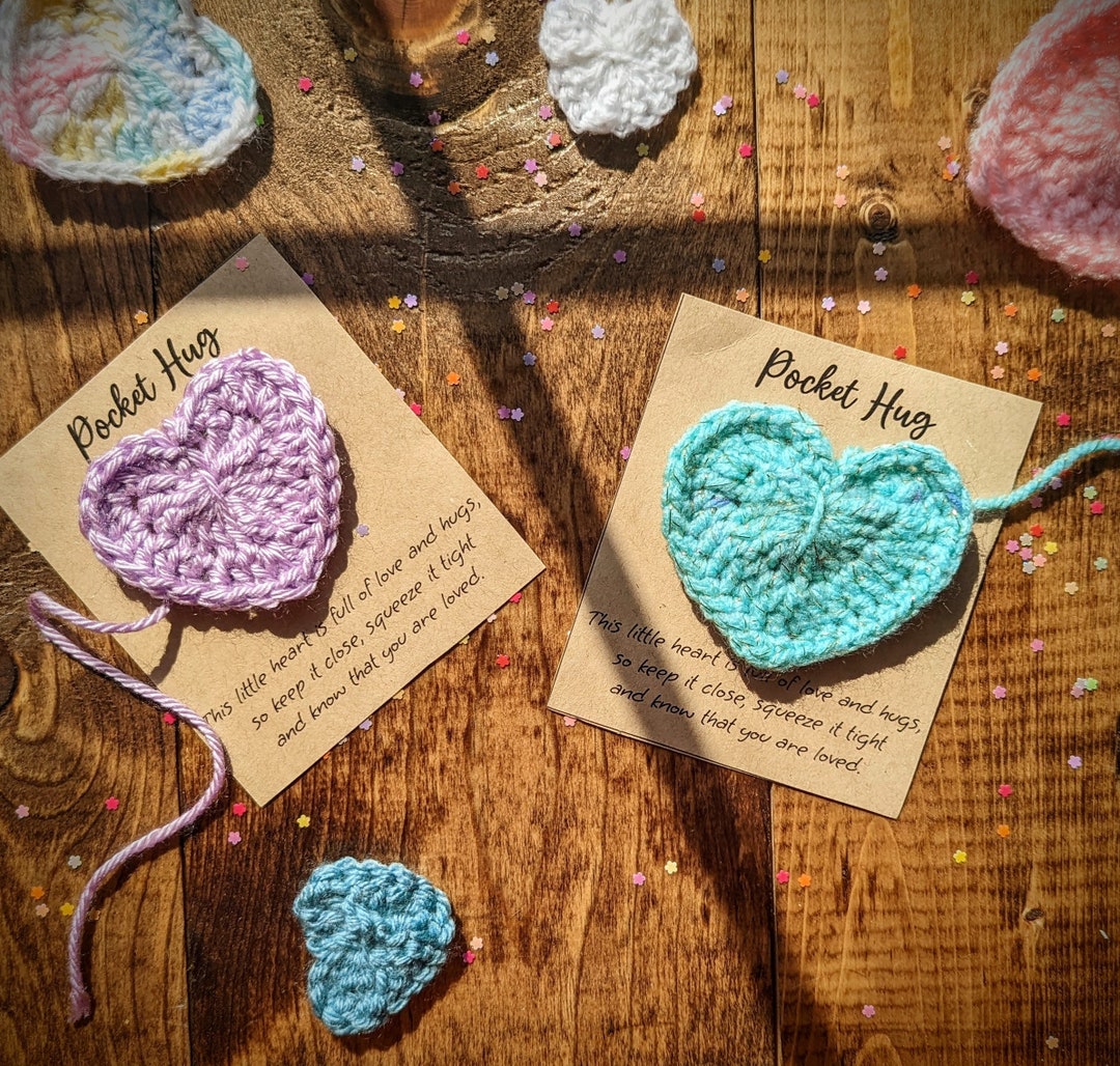 Crochet Pocket Hugs/pocket Hearts | Handmade Gift Keepsake | Positive ...