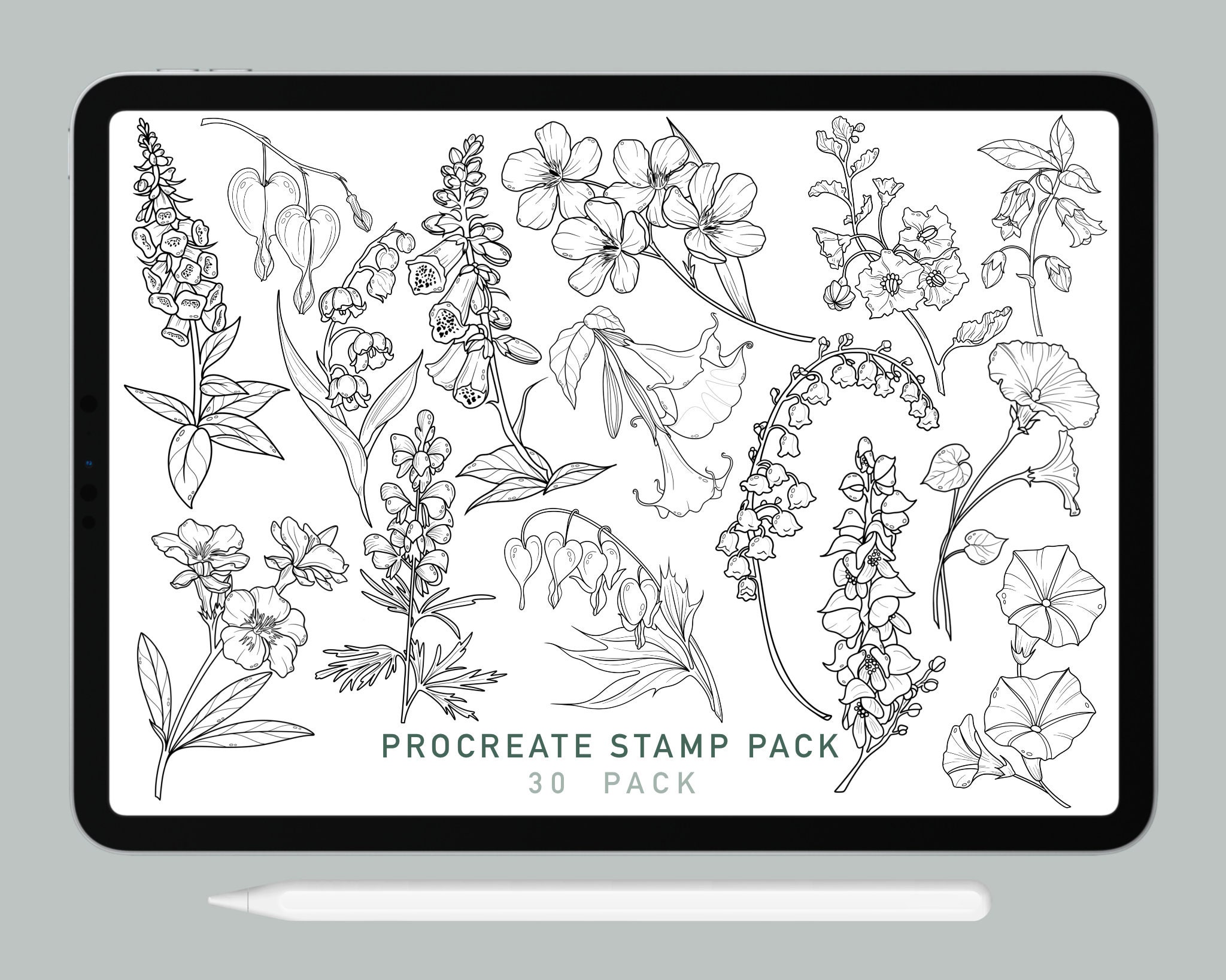 Procreate 30 Poisonous Flower Stamp Set Digital Download Tattoo Stamps ...