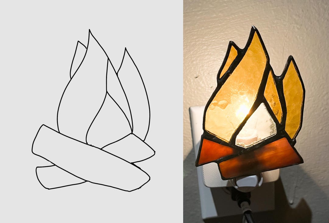Beginner Campfire Stained Glass Pattern: Suncatcher Night Light ...