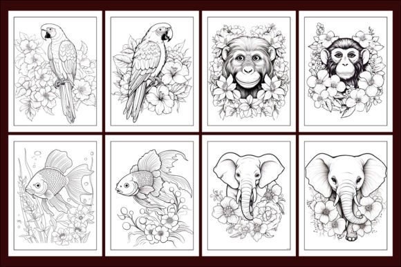 50 Animal Coloring Pages for Adults With Book Covers Colouring - Etsy
