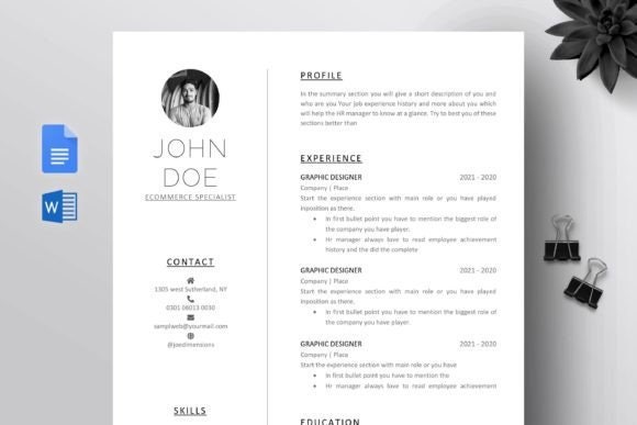 Clean Resume Template, Simple Cv Template for Word, Cv Resume Template ...
