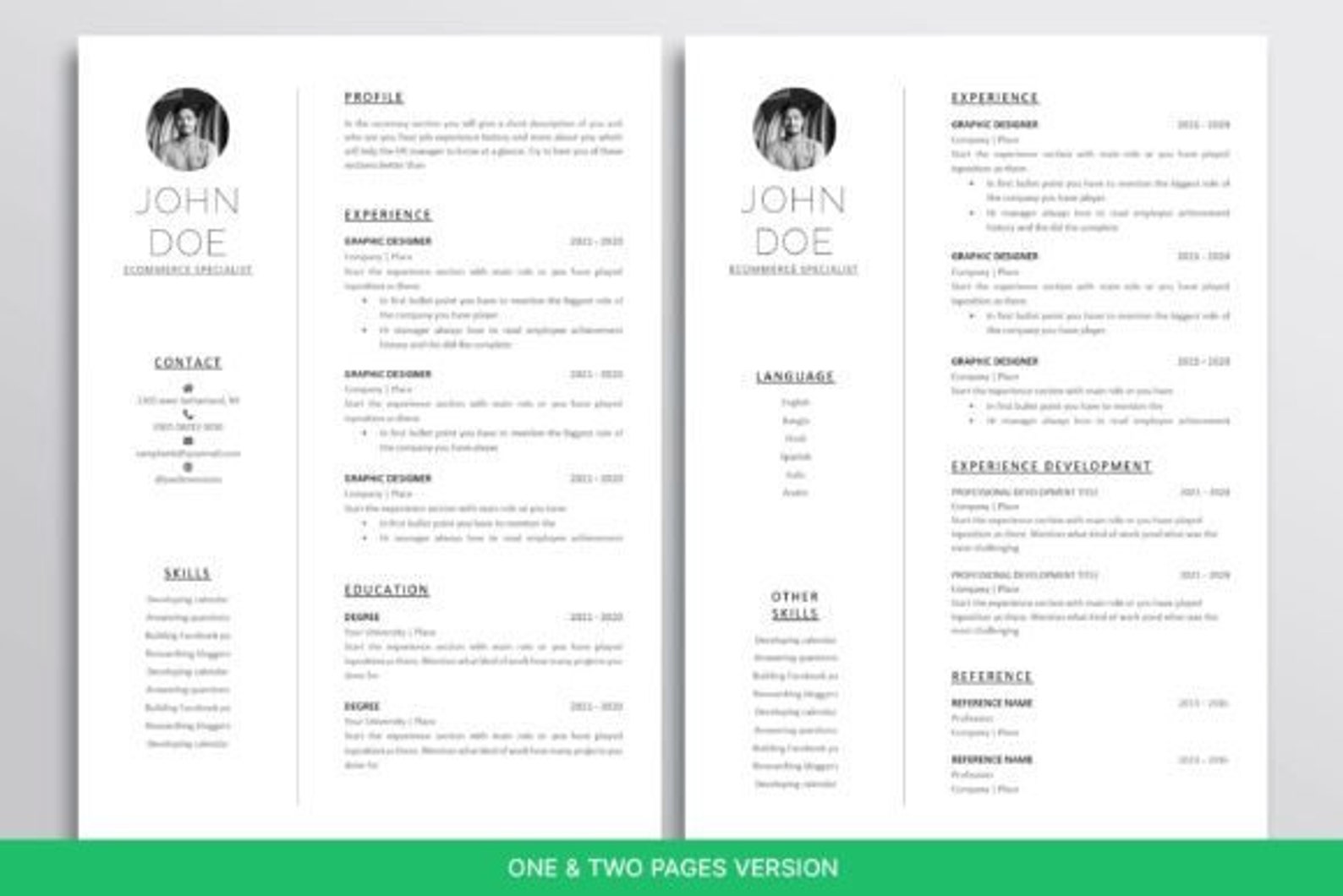 Clean Resume Template, Simple Cv Template for Word, Cv Resume Template ...