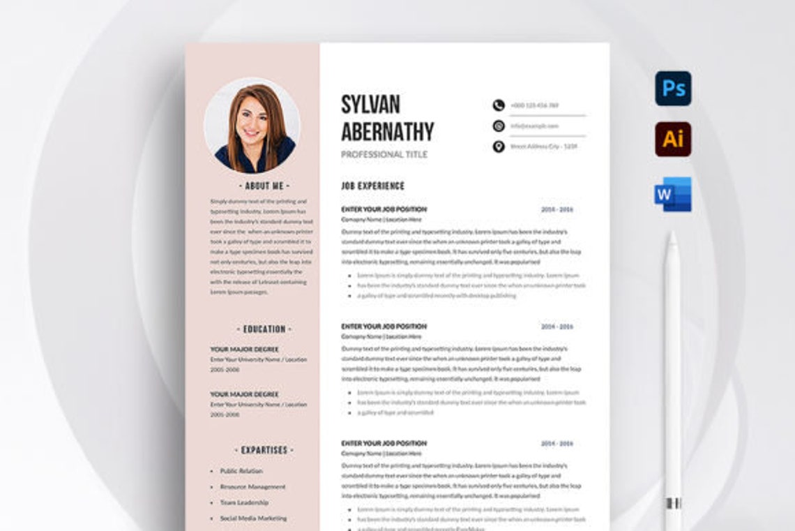 Clean Resume Template, Simple CV Template for Word, CV Resume Template ...
