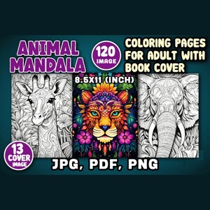 120 Animal Mandala Coloring Pages Adults - Etsy