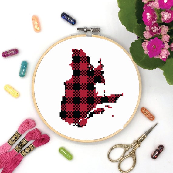Québec Cross-stitch Pattern Buffalo Check Point De Croix - Etsy