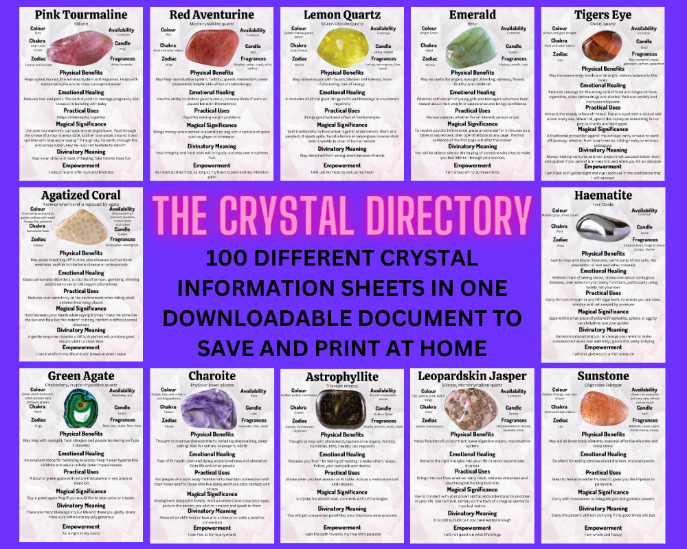 Crystal Directory / Crystal Guide - Contains 100 Different Crystal ...