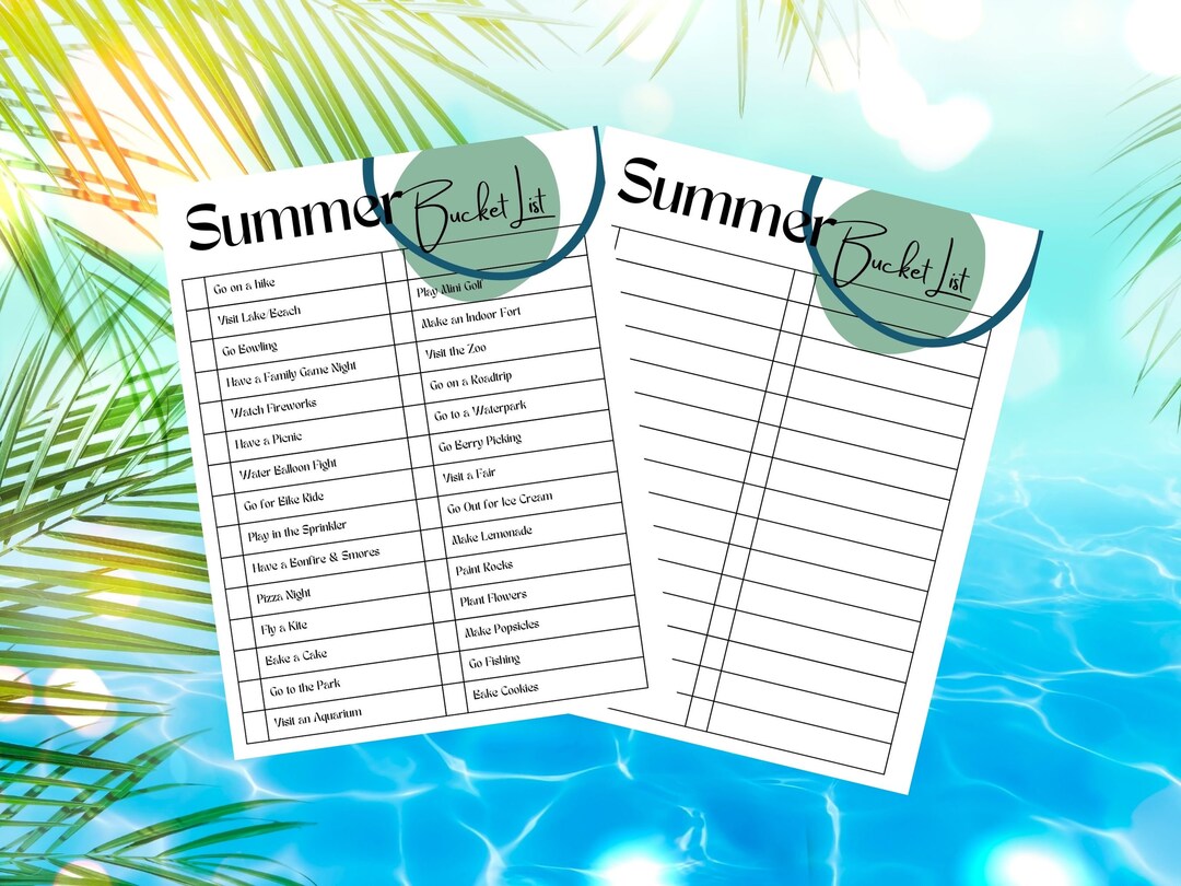 Summer Bucket List Printable, Family Planner Sheet, Summer Calendar ...