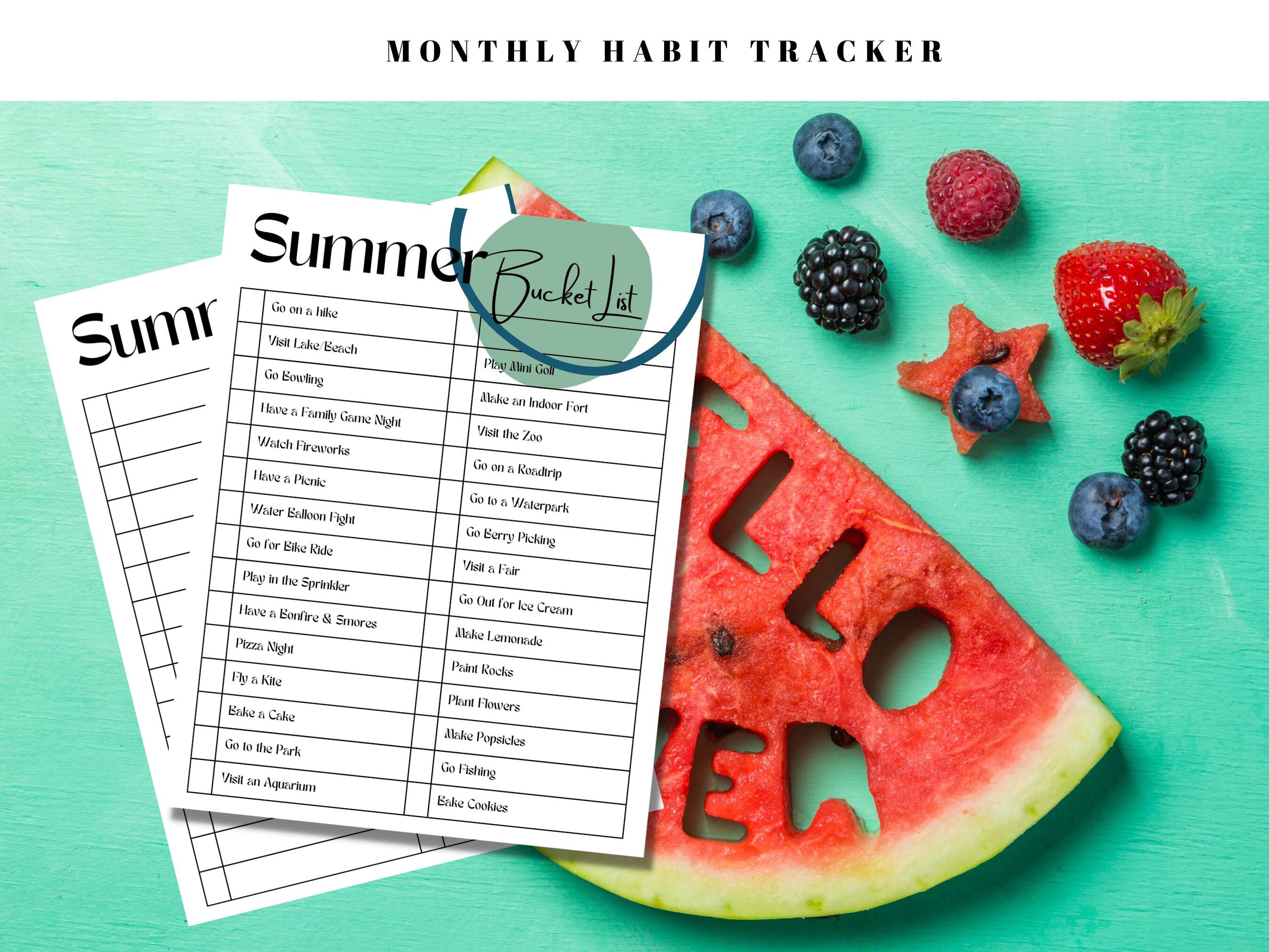 Summer Bucket List Printable, Family Planner Sheet, Summer Calendar ...