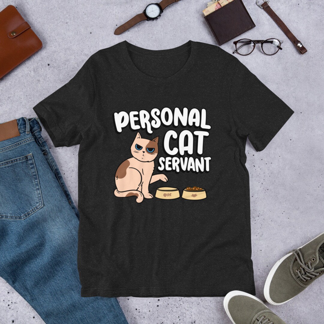 Personal Cat Servant Serving Food Cute Animal Funny Cat T-shirt - Etsy