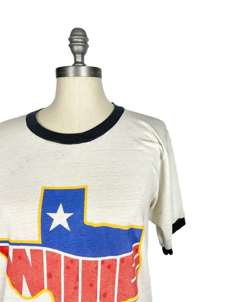 Vintage 1980s Willie Nelson Tour T-shirt // White Single Stitch Texas Concert Ringer Tee - Etsy