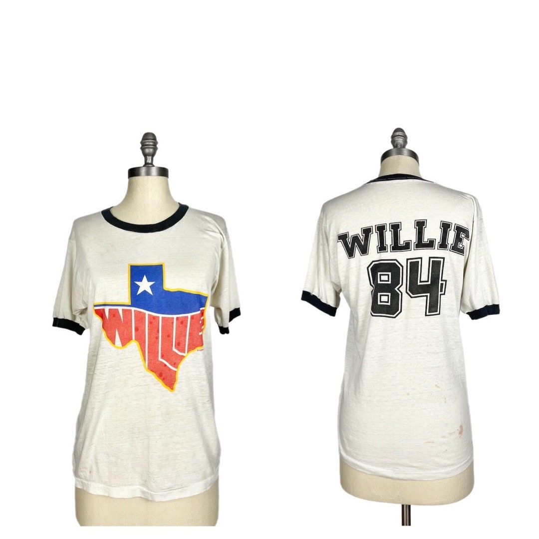 Vintage 1980s Willie Nelson Tour T-shirt // White Single Stitch Texas ...