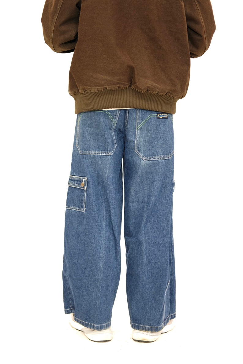 Vintage 1990s Wide Leg Skater Jeans // Blue Denim Rave Zip Fly Cargo ...