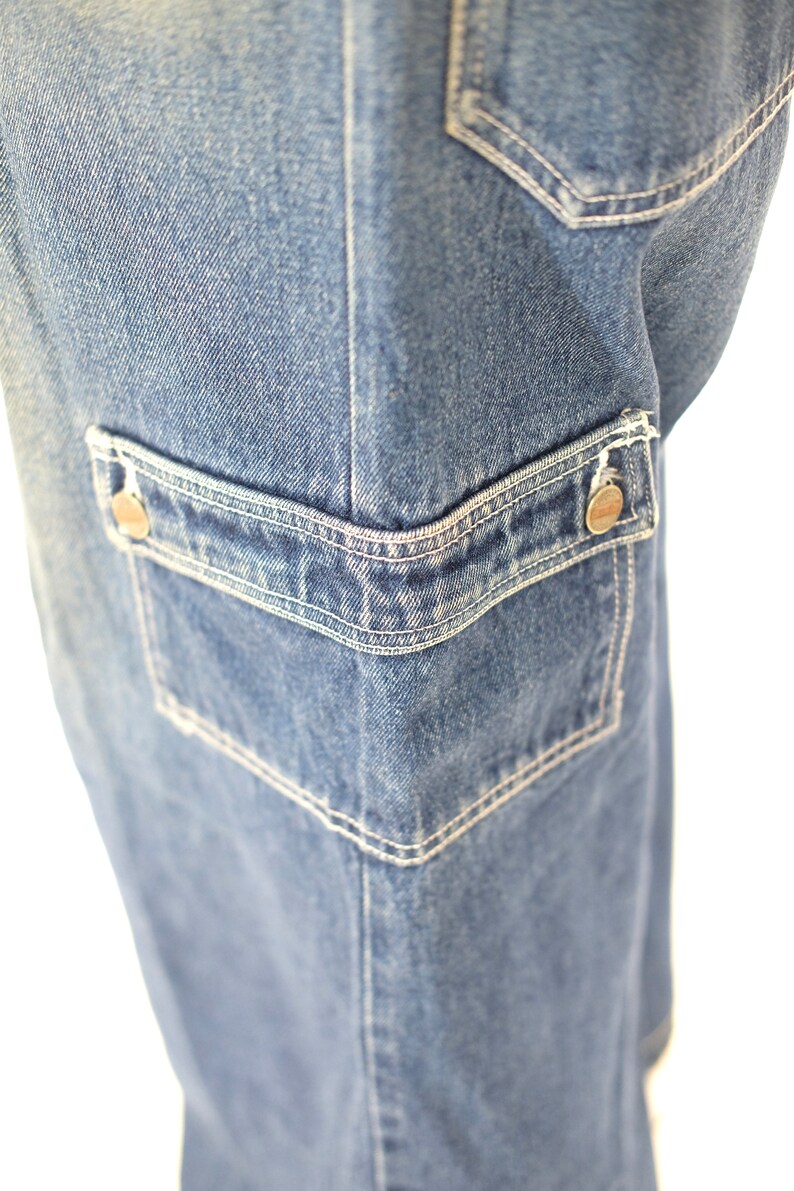 Vintage 1990s Wide Leg Skater Jeans // Blue Denim Rave Zip Fly Cargo ...