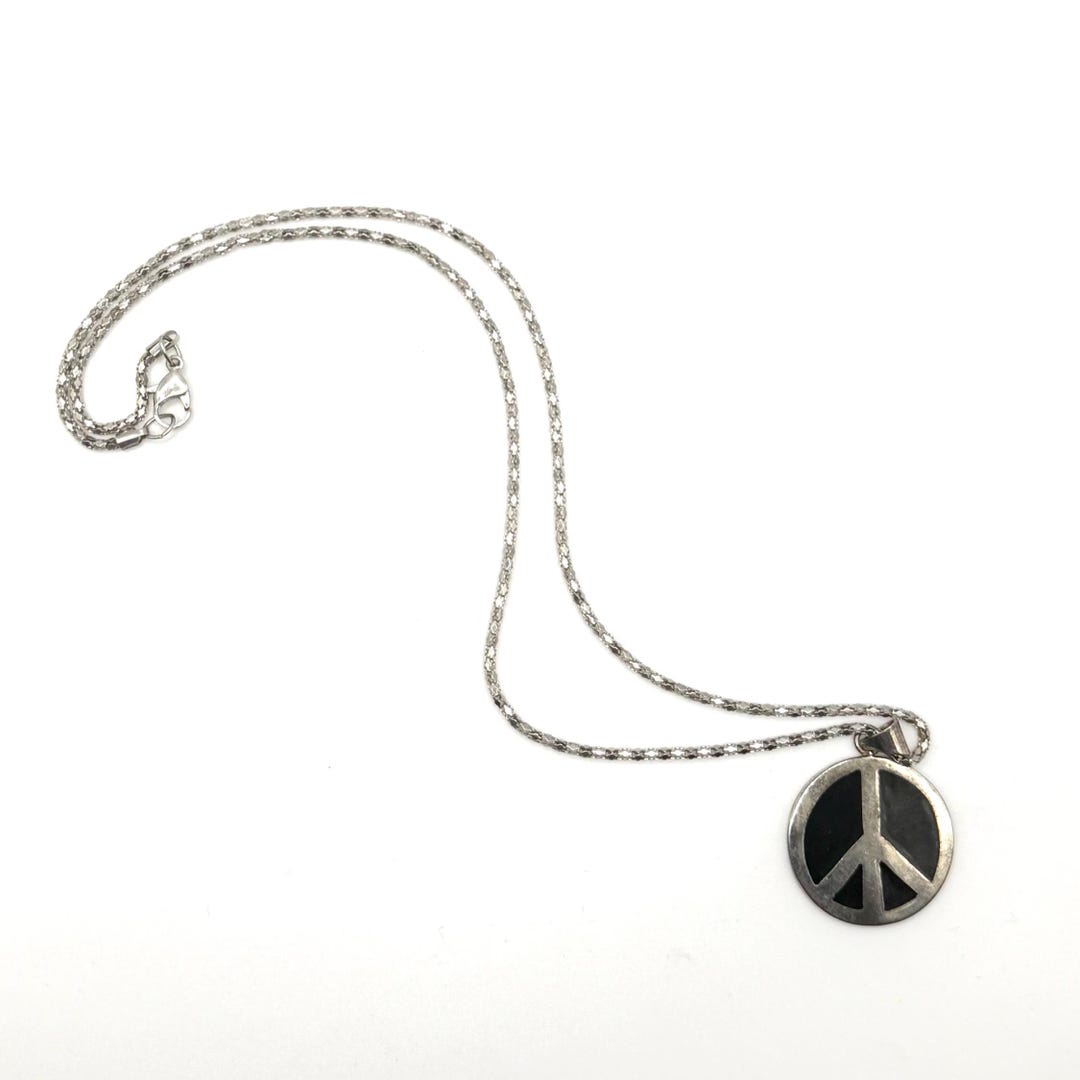 Vintage 1960s Peace Sign Necklace // Hippie Style Sterling Silver ...