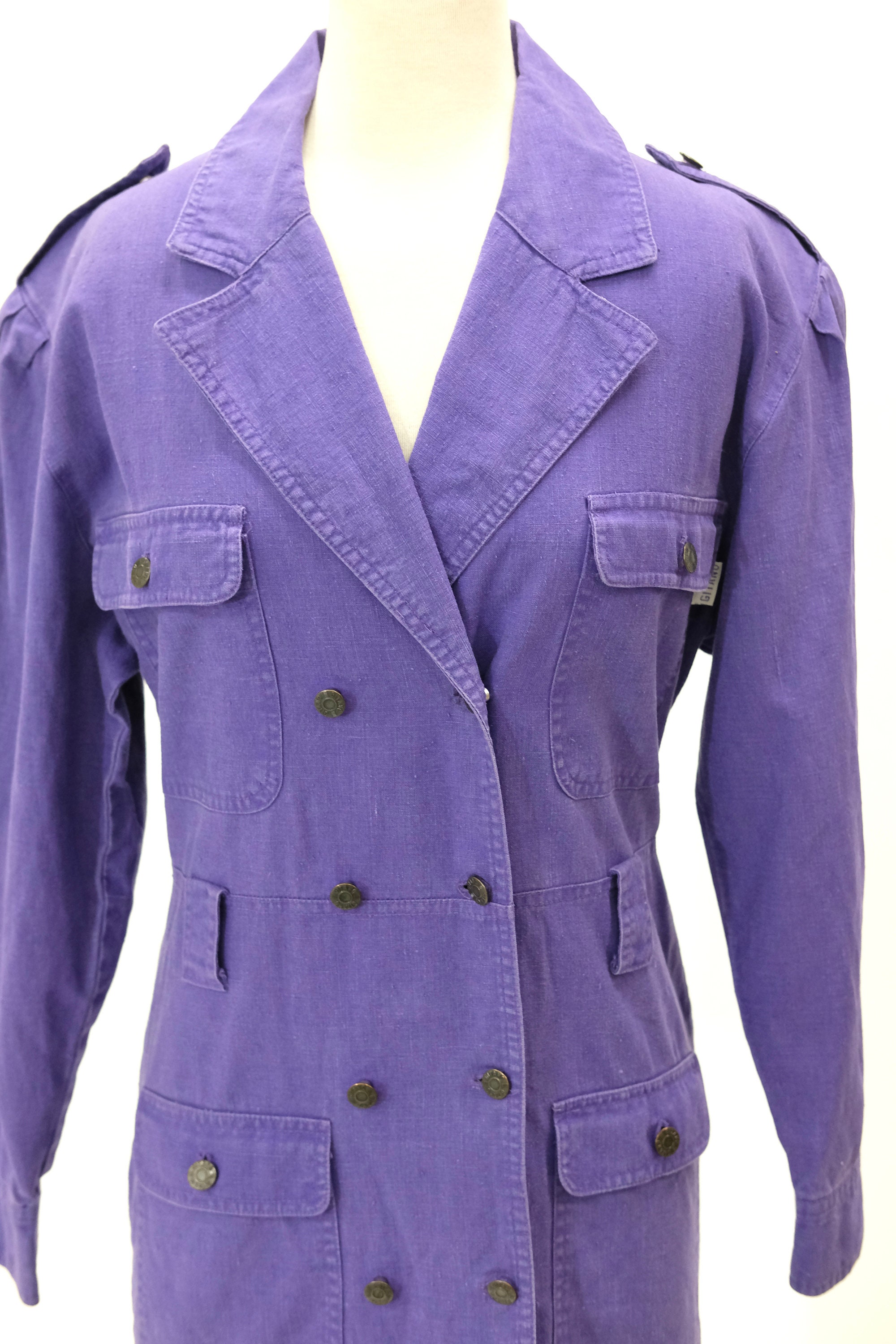 Vintage 1980s Coverall Style Dress // Purple Canvas Double Breasted ...