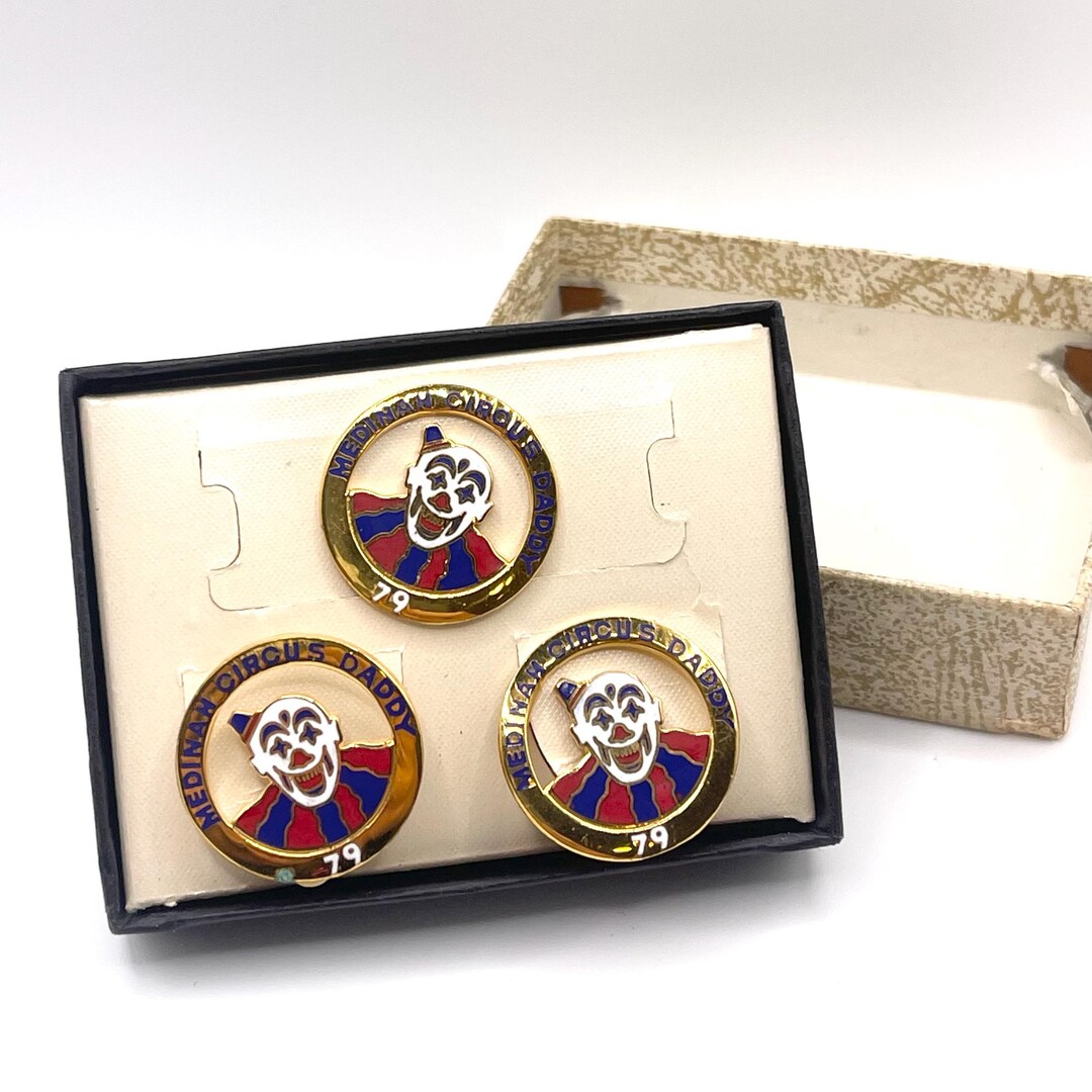 Vintage 1970s Medinah Circus Daddy Shriners Mens Accessories Set // Clown Lapel Pin and ...