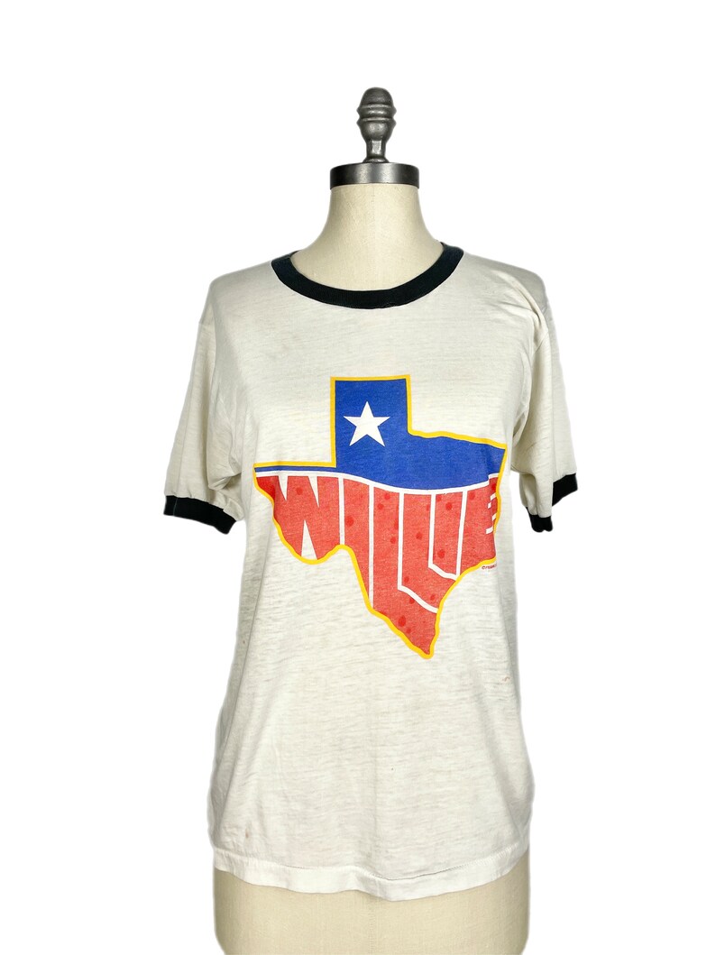Vintage 1980s Willie Nelson Tour T-shirt // White Single Stitch Texas Concert Ringer Tee - Etsy ...