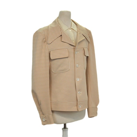 Vintage 1970s Mens Ricky Jacket // Beige Houndstooth … - Gem