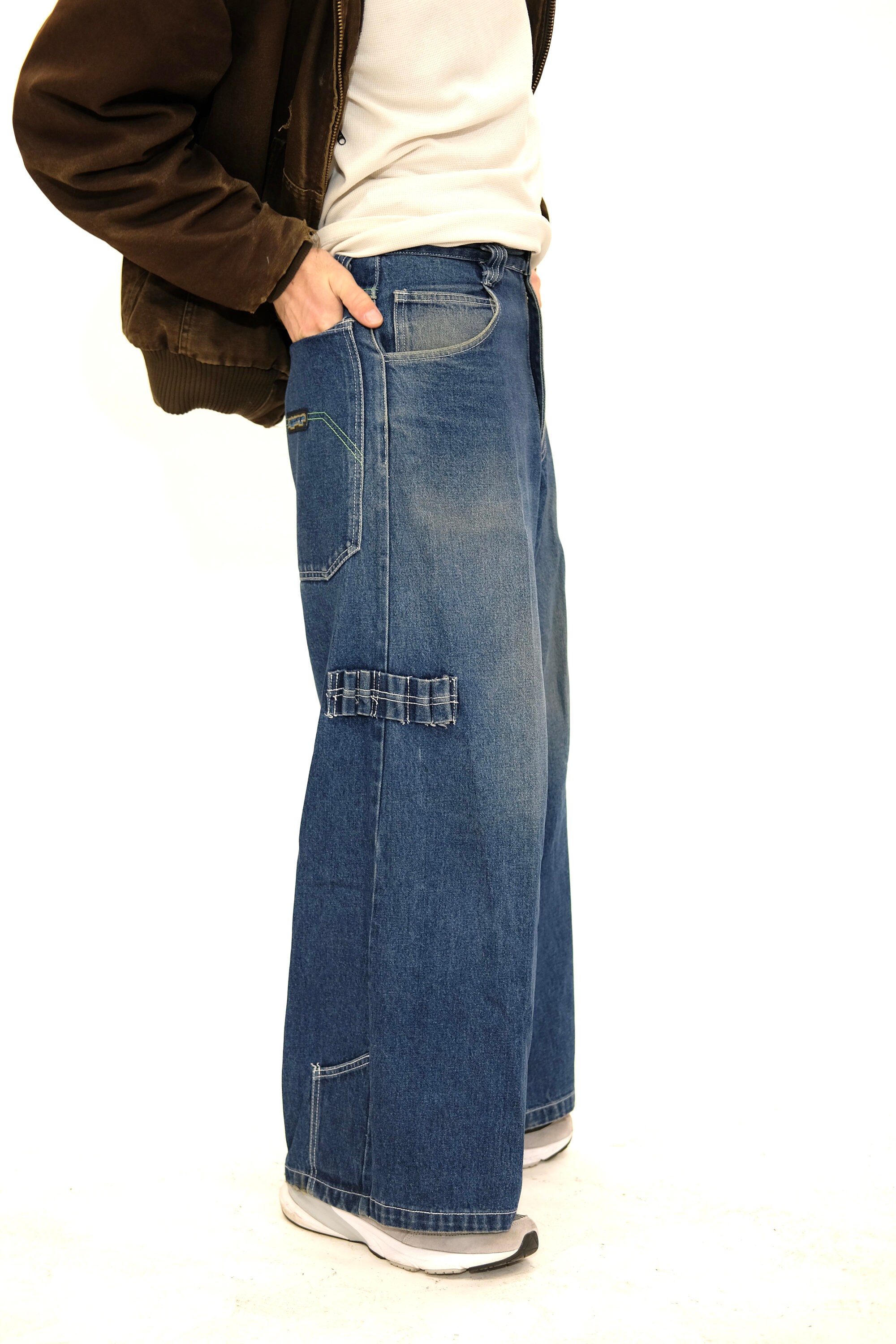 Vintage 1990s Wide Leg Skater Jeans // Blue Denim Rave Zip Fly Cargo ...