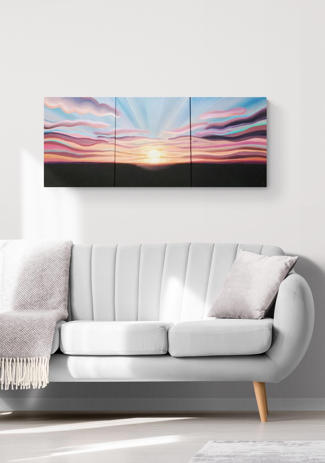 Painting-tryptic L-111X45 Cm-mixed Technique on Canvas, Large Format ...