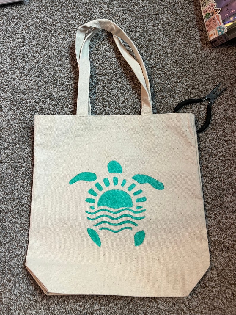 Sea Turtle Hand Painted Tote Bag - Etsy