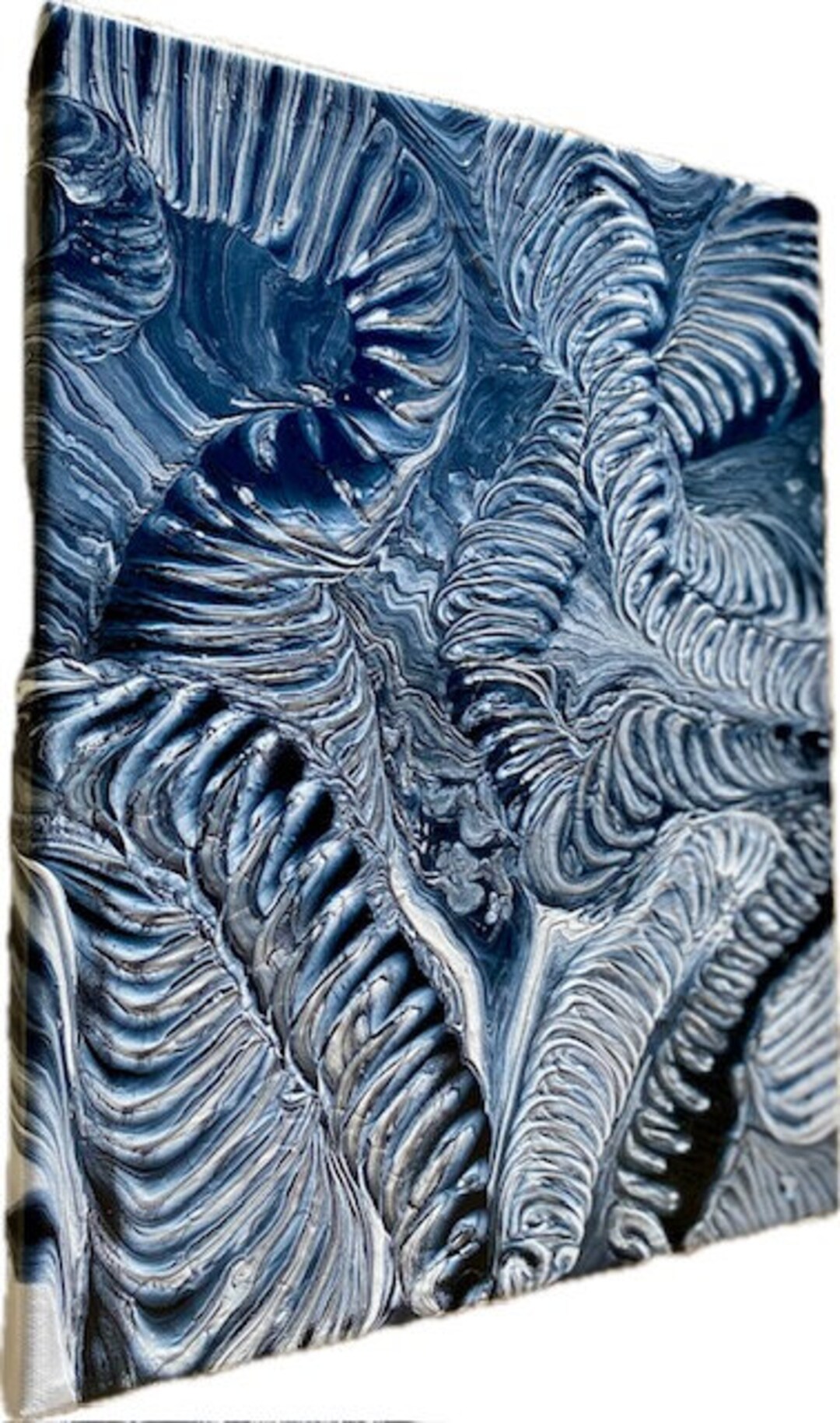 Ode to MC Escher Blue and Grey Textured Acrylic Paint Poured Piece ...