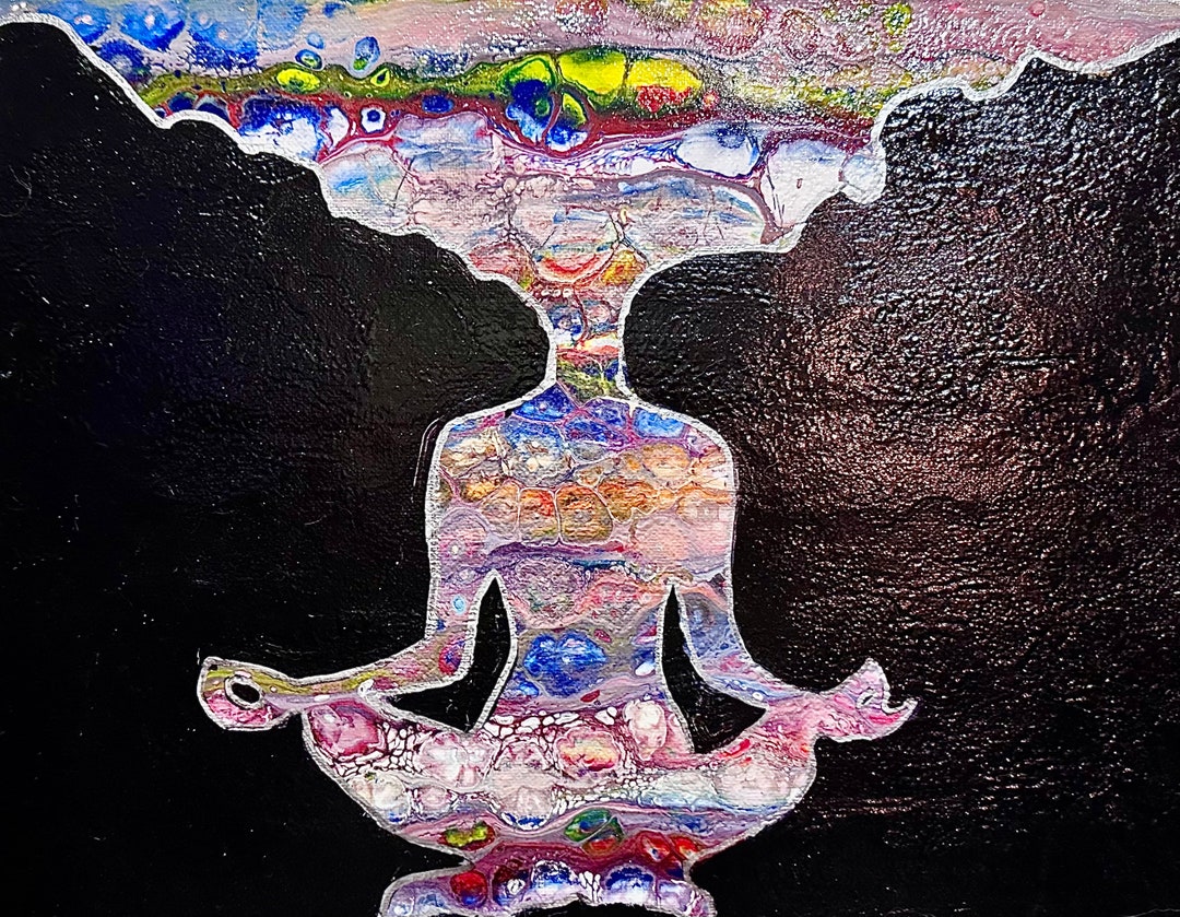 Mindfulness in Primary Colors, Acrylic Paint Poured, Multicolor ...