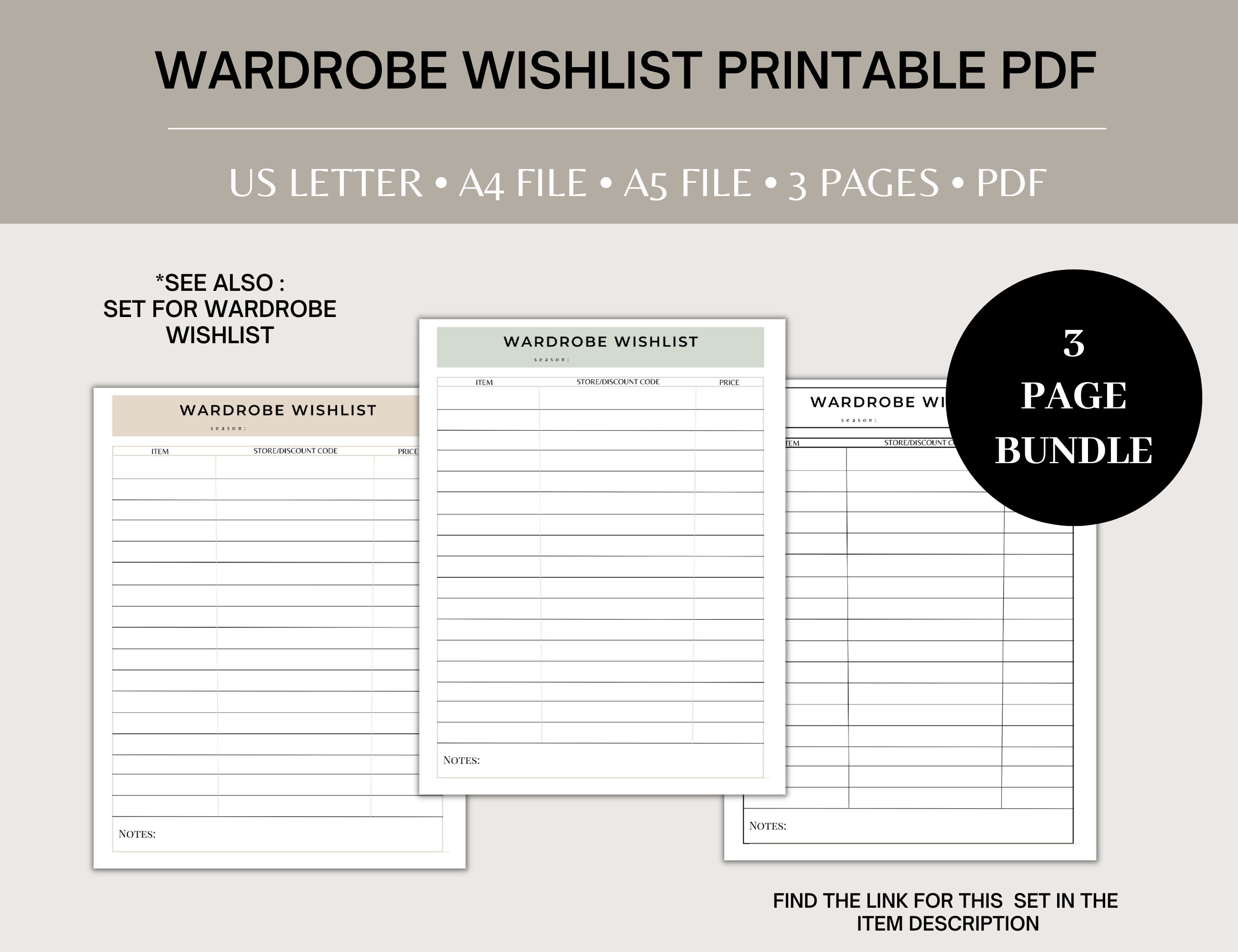 Capsule Wardrobe Outfit Planner, Wardrobe Inventory, Wardrobe Planner ...