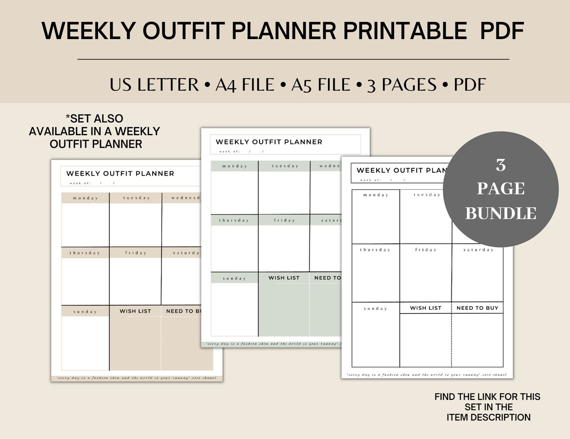 Capsule Wardrobe Outfit Planner, Outfit Planner, Wardrobe Planner ...