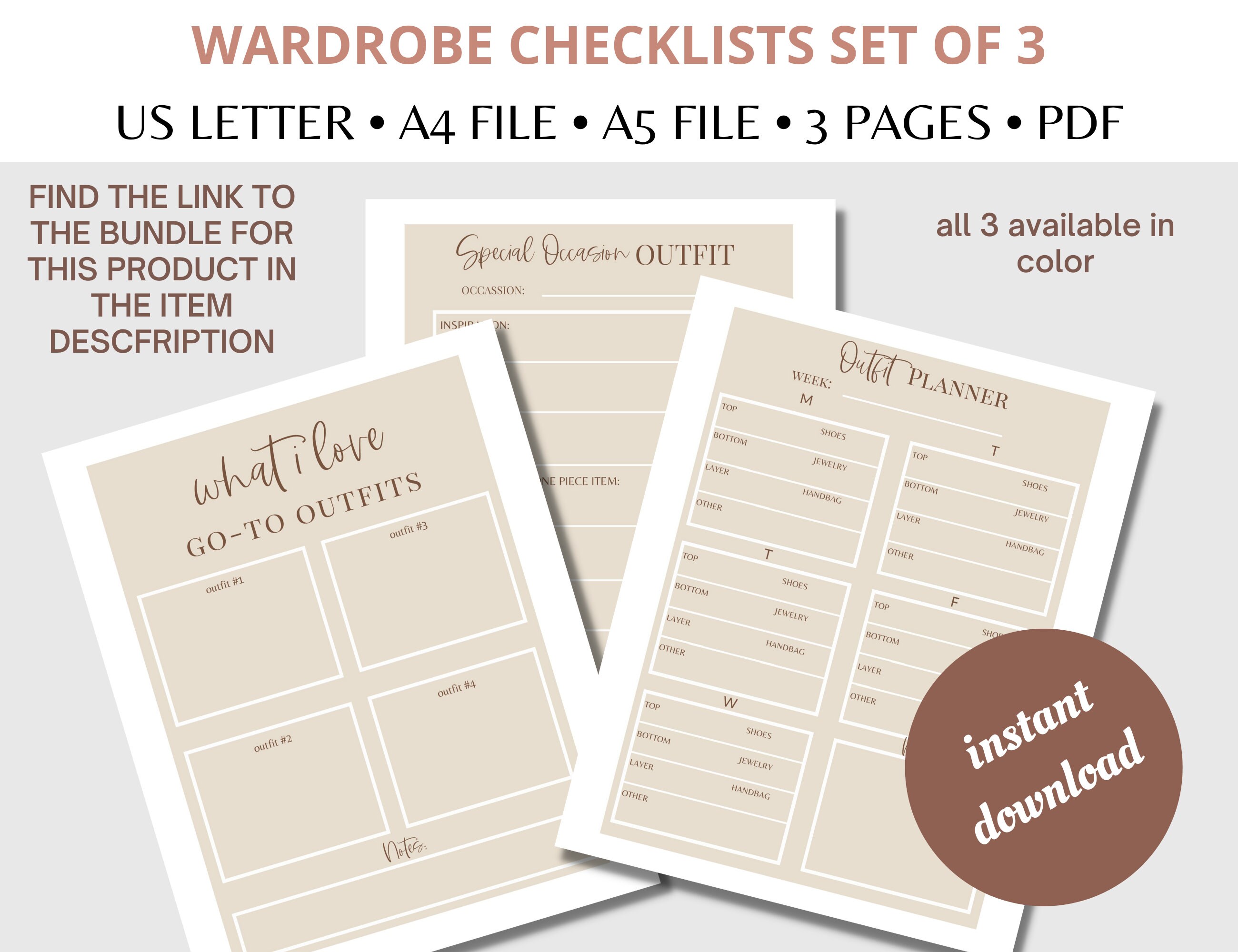 Printable Wardrobe Planner, Outfit Planner, Favorite Outfits ...