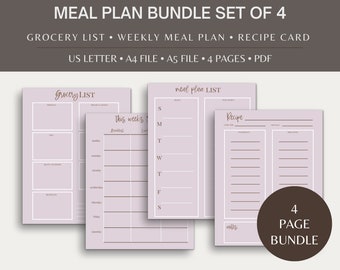Meal Planner Printable, Grocery List, Meal Planner and Grocery List ...