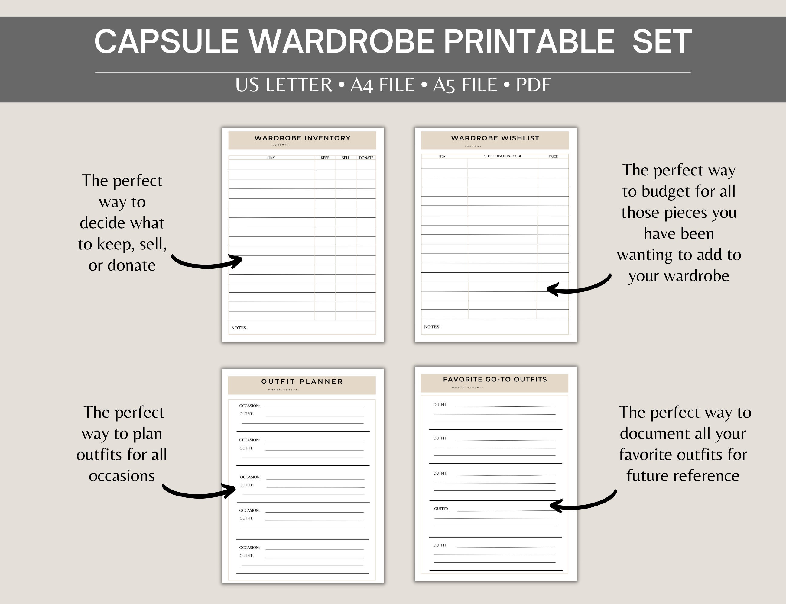 Capsule Wardrobe Outfit Planner, Outfit Planner, Wardrobe Planner ...