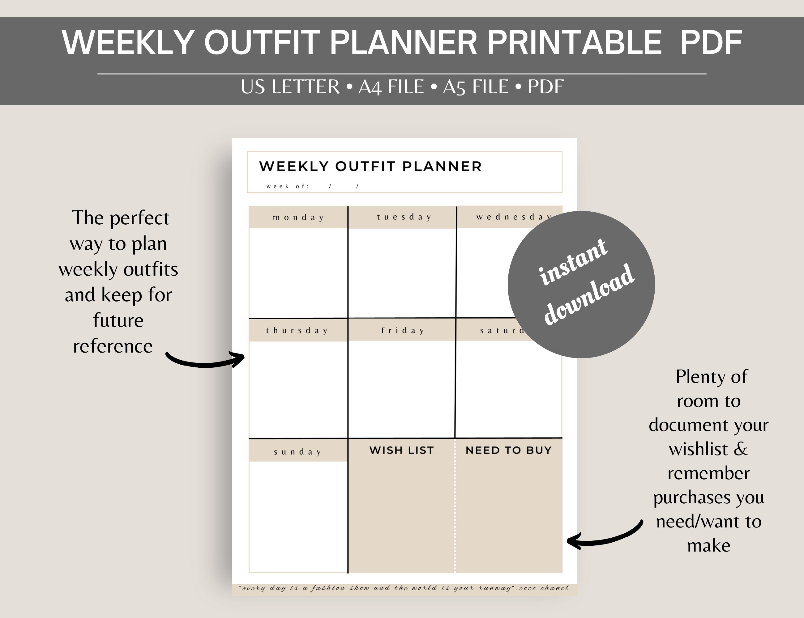 Capsule Wardrobe Outfit Planner, Outfit Planner, Wardrobe Planner ...