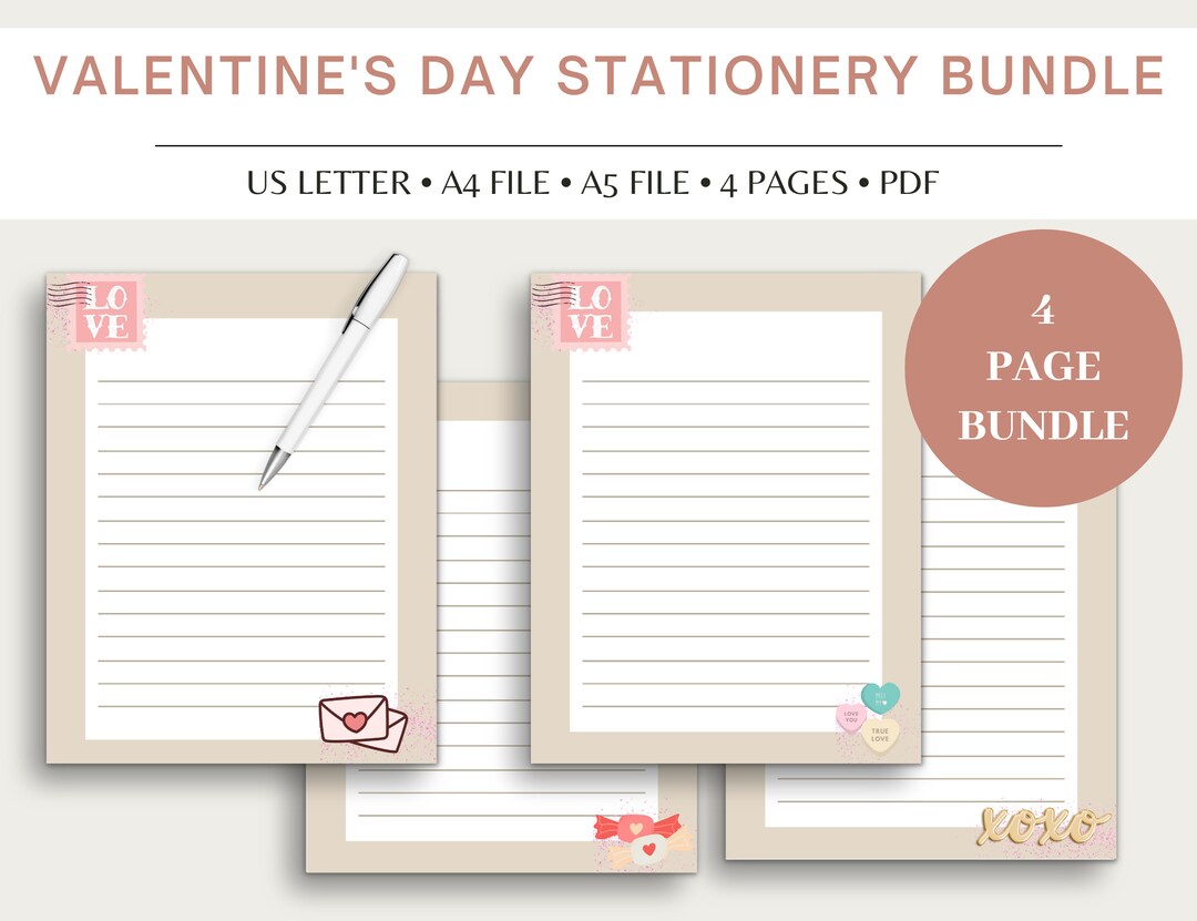 Printable Valentine's Day Stationery, Valentines Stationery, Love ...