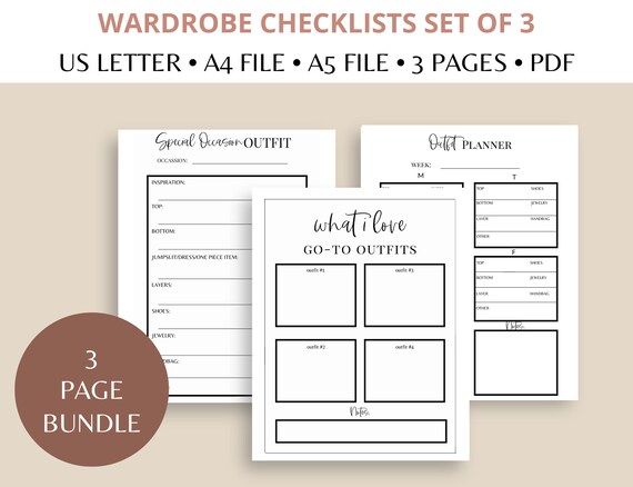 Printable Wardrobe Planner Outfit Planner Weekday Outfits | Etsy
