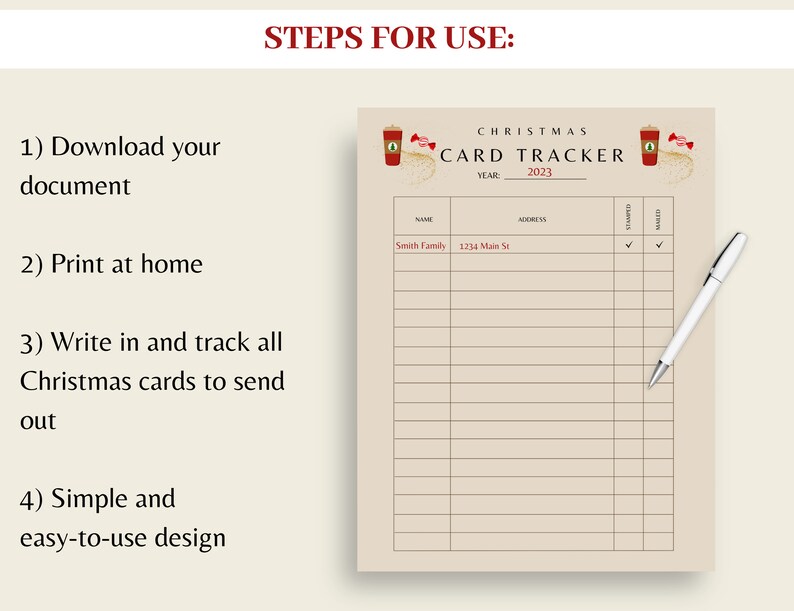 Christmas Card Tracker, Christmas Card List, Holiday Card Planner ...