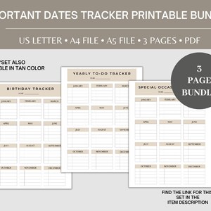 Birthday Tracker List, Birthday Log, Important Dates Printable, Yearly ...