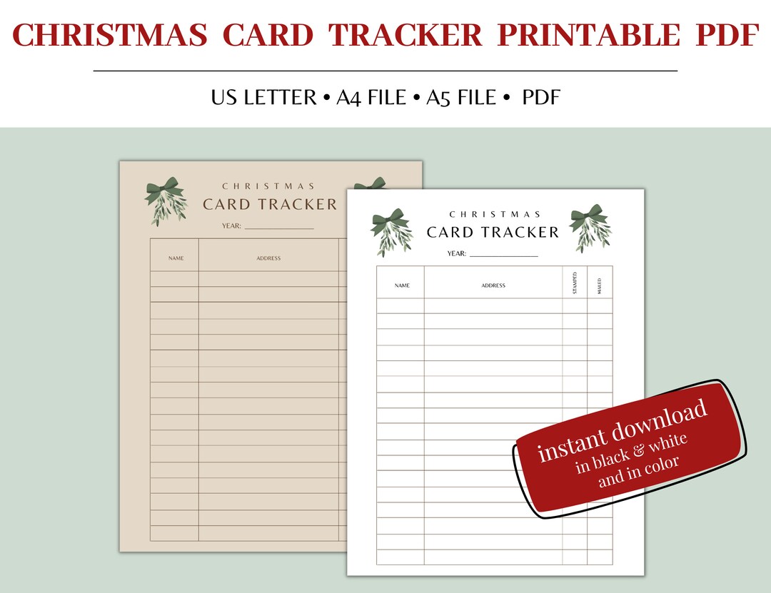 Christmas Card Tracker, Christmas Card List, Holiday Card Planner ...