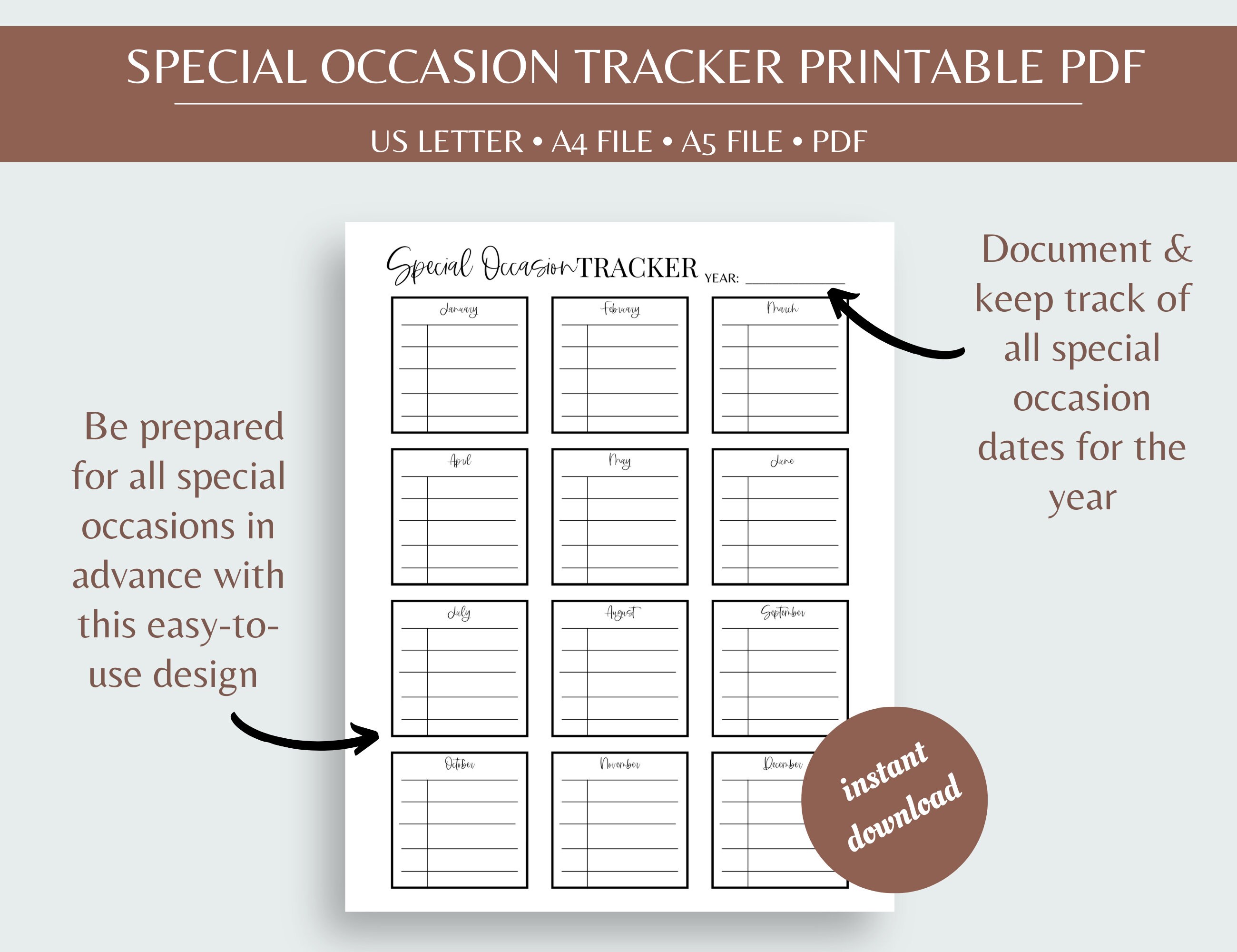 Important Dates Printable, Event Tracker, Birthday Tracker List ...