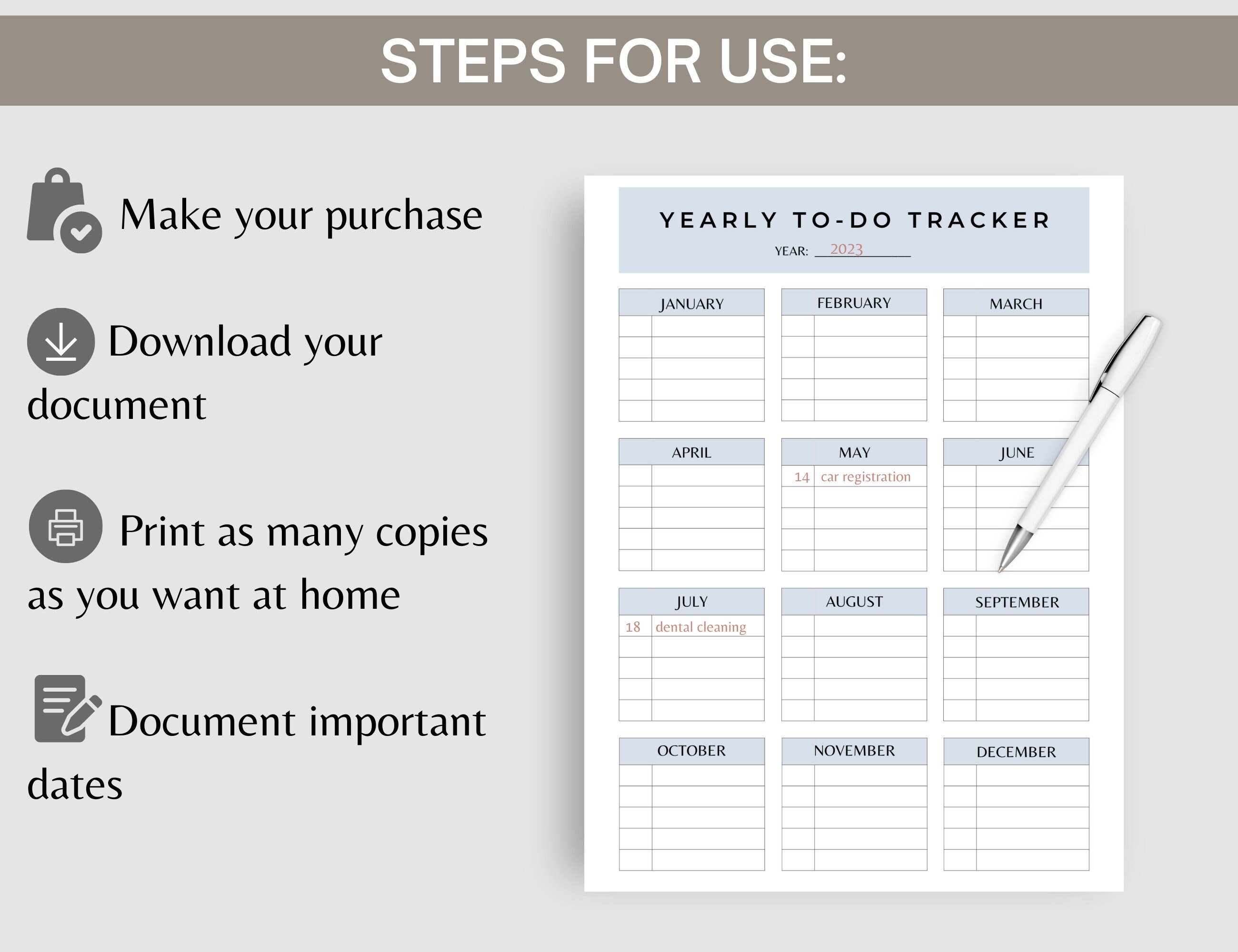 Birthday Tracker List, Birthday Log, Important Dates Printable, Yearly ...