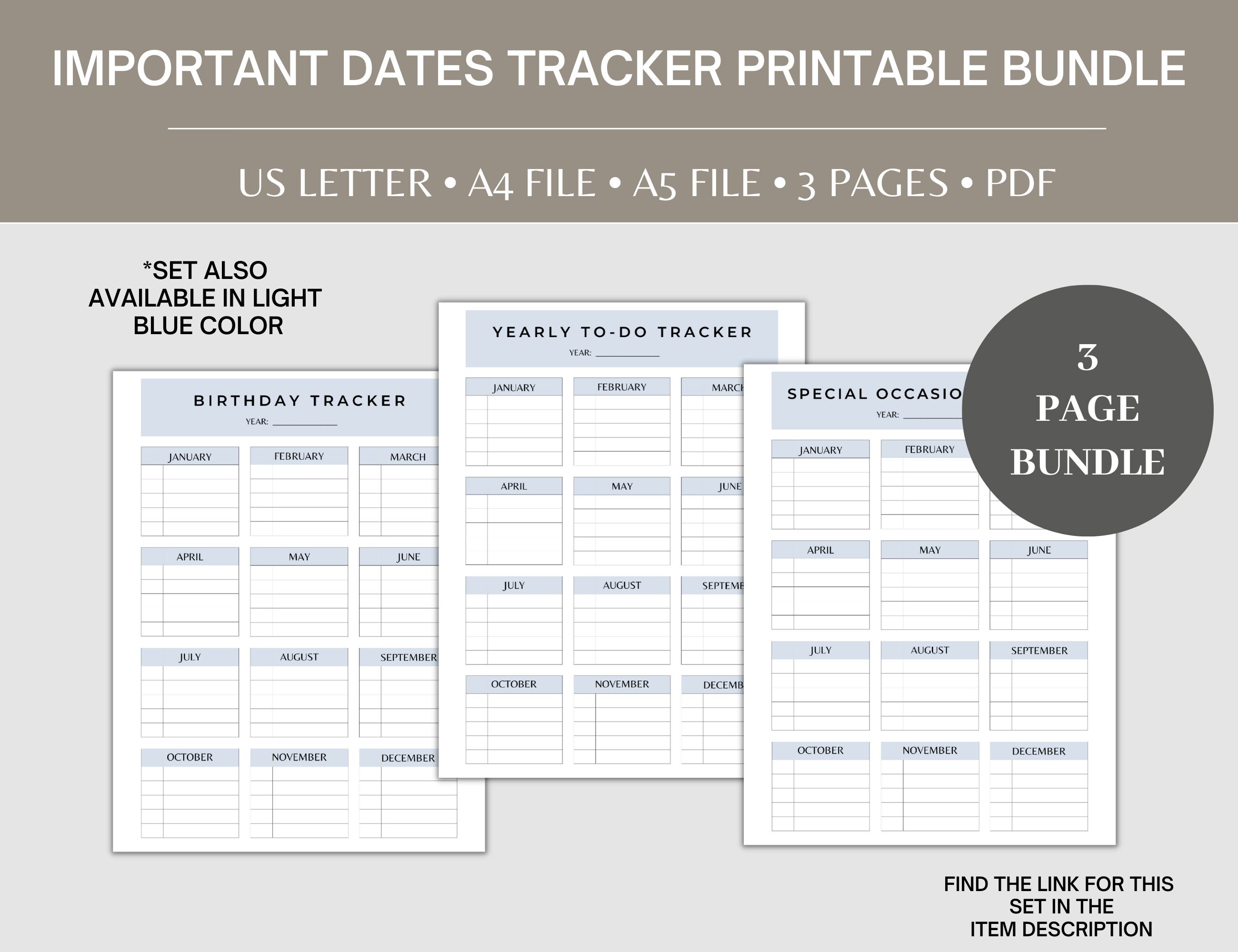 Birthday Tracker List, Birthday Log, Important Dates Printable, Yearly ...
