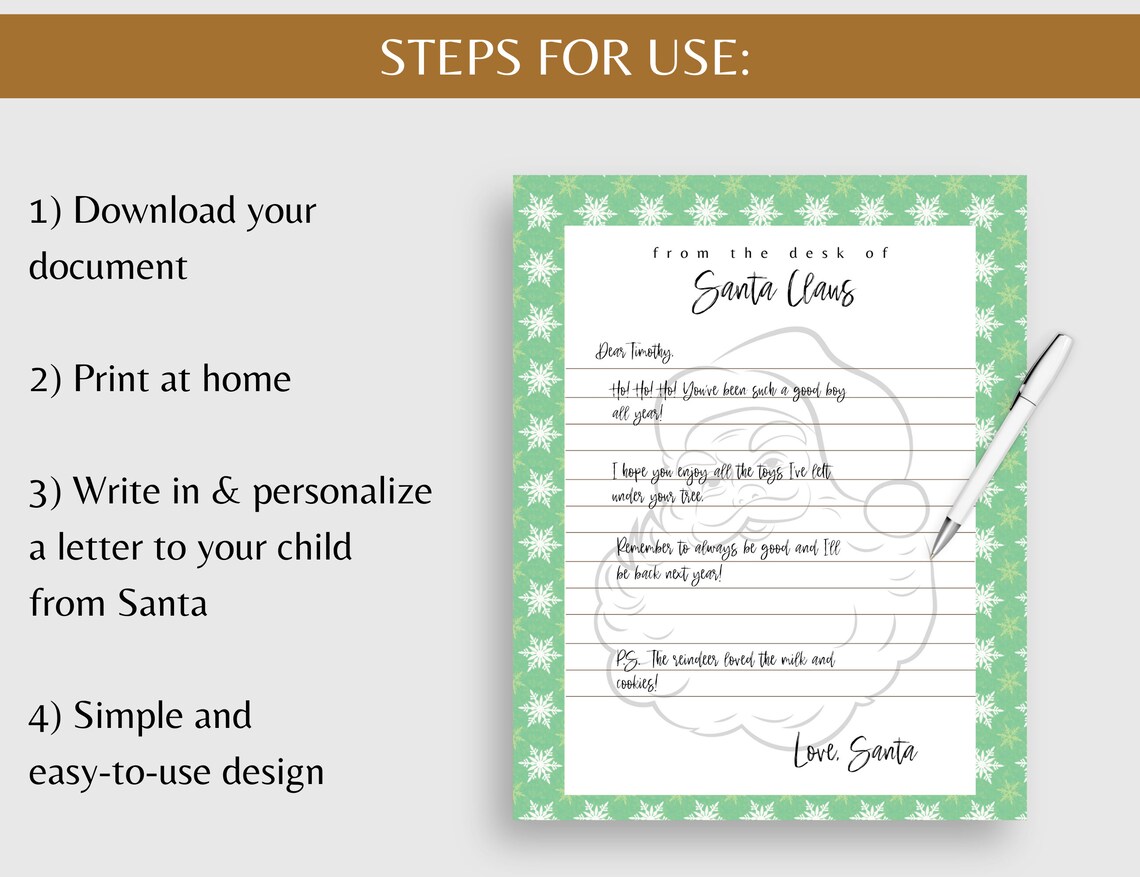 Santa Letter, Santa Letterhead, Letter From Santa, Santa Letters, Santa ...