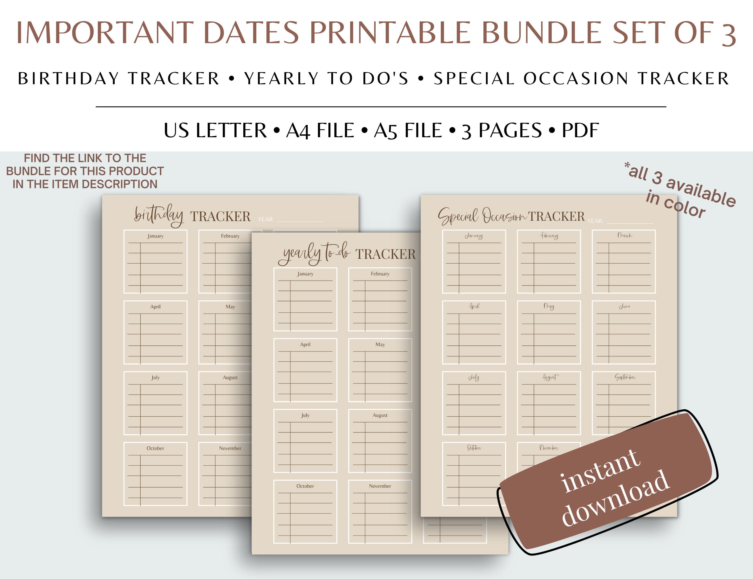 Birthday Tracker List, Birthday Log, Important Dates Printable, Yearly ...